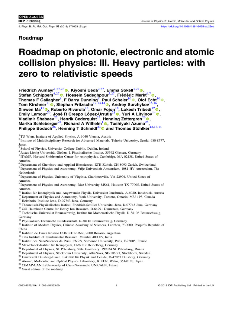 Roadmap On Photonic Electronic and Atomic Collisio | PDF | Electron ...