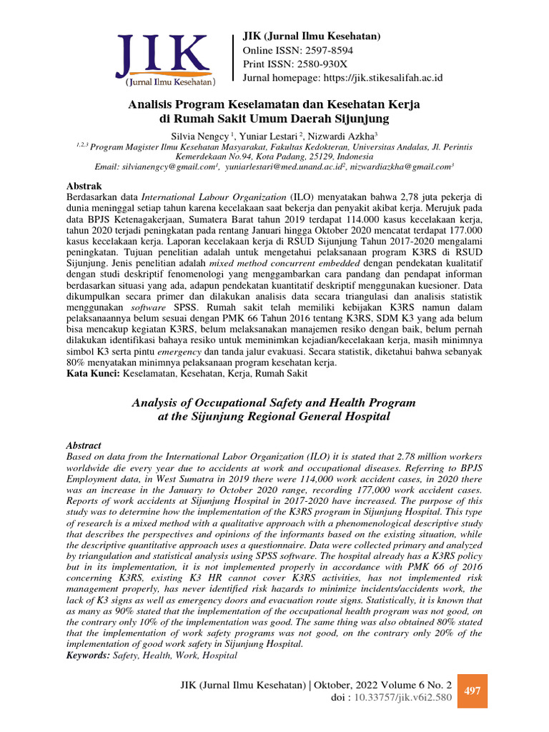 Analisis Program Keselamatan Dan Kesehat | PDF