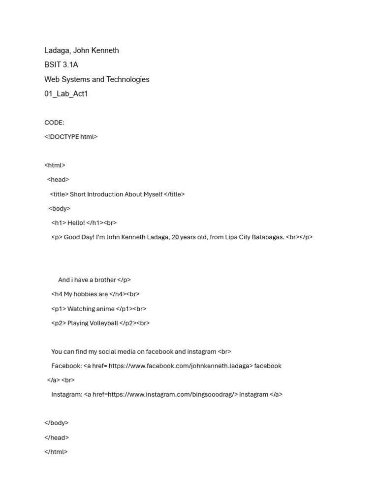 Lab - Act1 - Web - Systems and Technologies | PDF