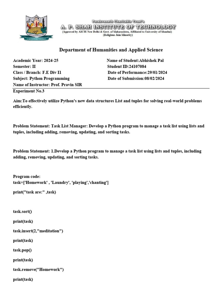 experiment 3 python | PDF | Computer Science | Applied Mathematics