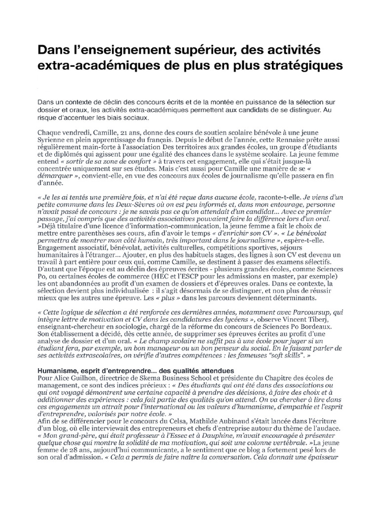 Activités Extra-Scolaires | PDF