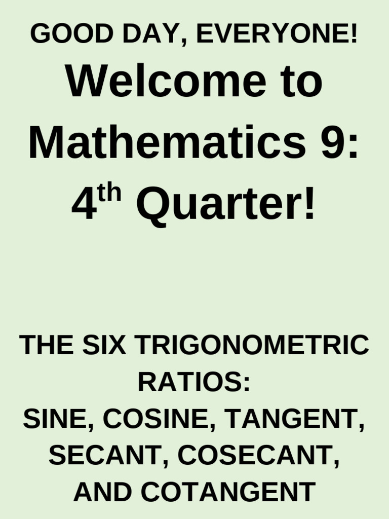 Presentation About The Six Trigonometric Ratios 3 | PDF | Trigonometric ...