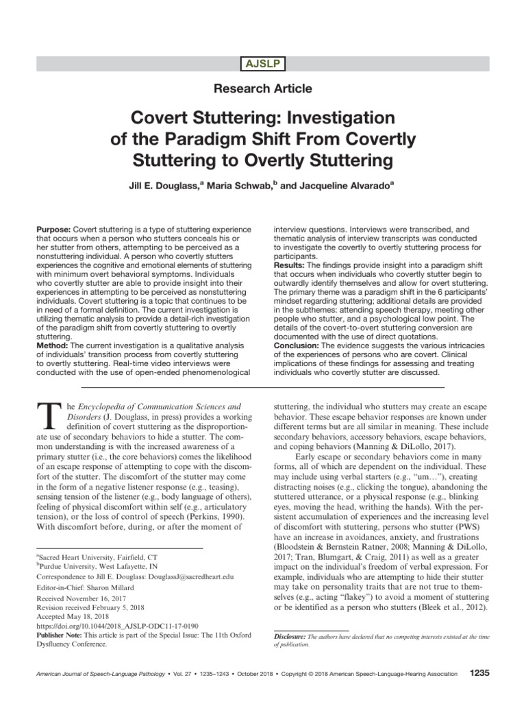 Covert Stuttering: Investigation of The Paradigm Shift From Covertly ...