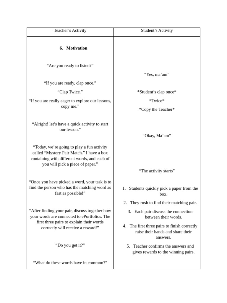 Motivation Activity | PDF