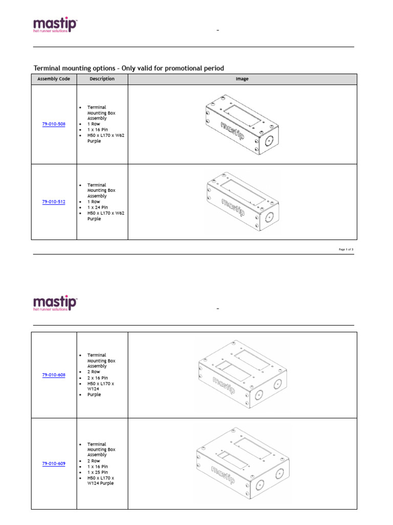 Terminal Mounting Boxes Mastip Purple - Distributor Options | PDF