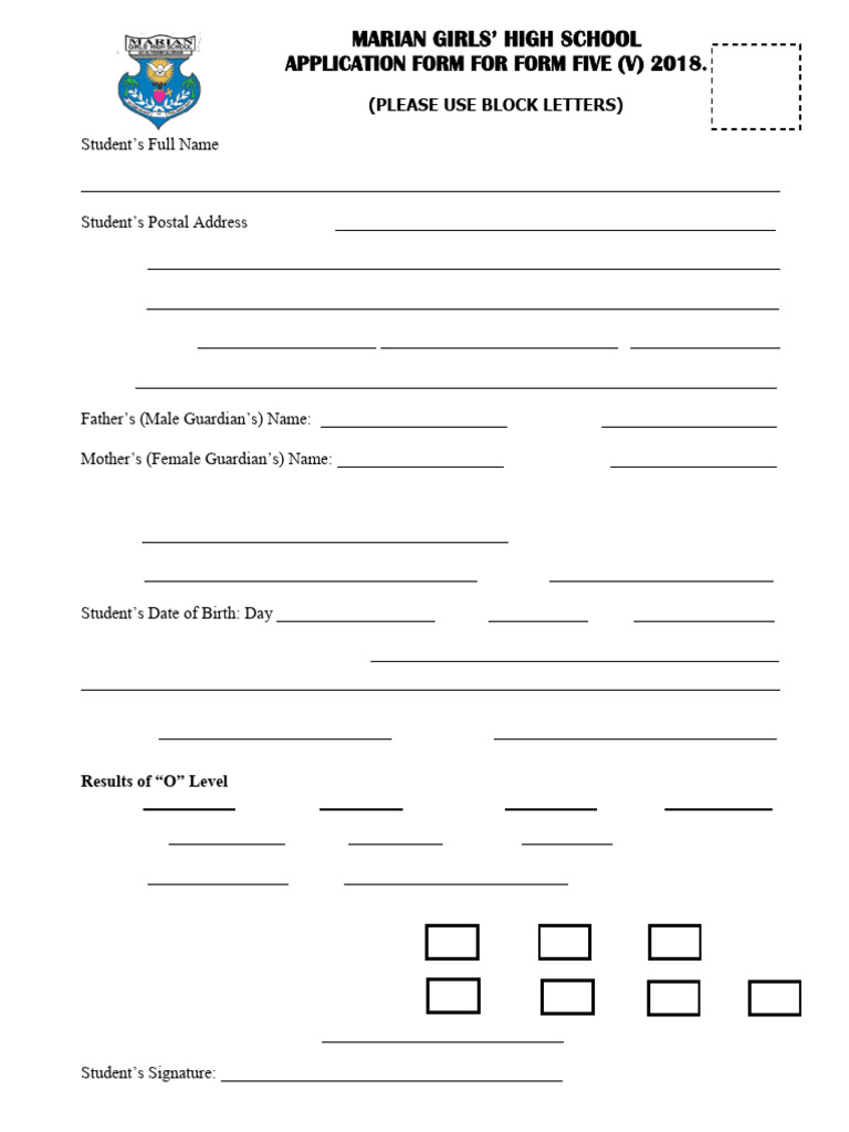 Application Form V Marian Girls | PDF | Educational Stages