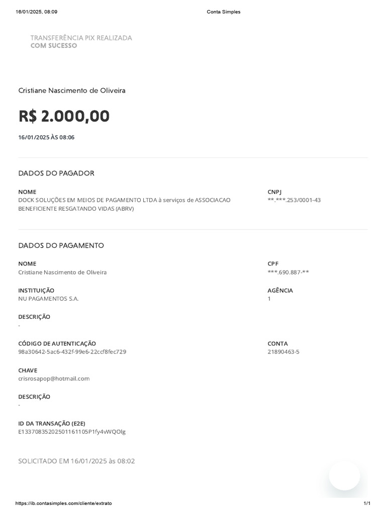 Conta Simples Cris | PDF