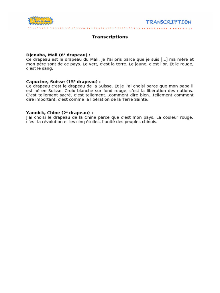 PhotoClasse FLE Geographie Transcription | PDF