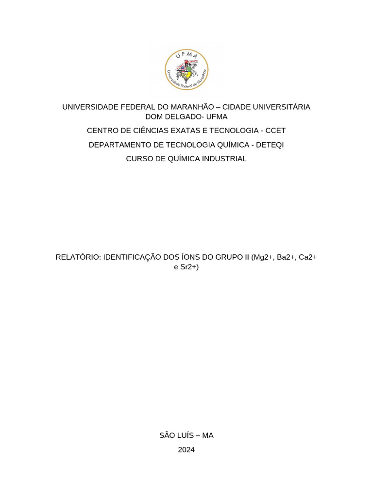 Relatório Qui Anal Quali Exp 2-1 | PDF | Solubilidade | Química