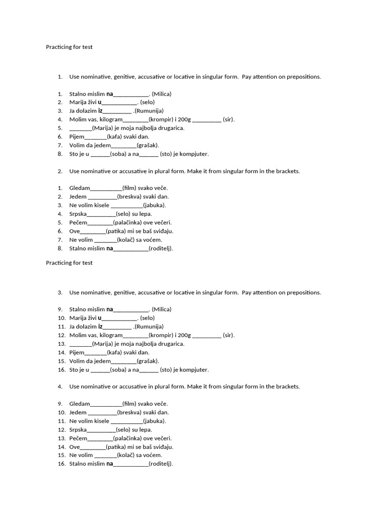 Practicing For Test | PDF