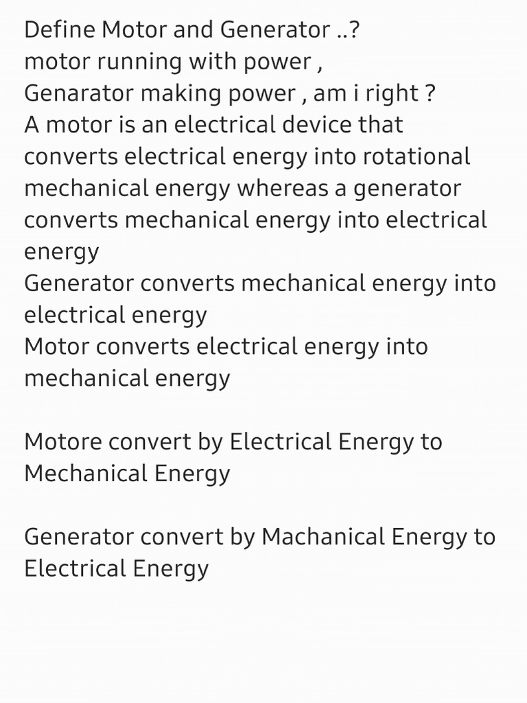 Define Motor and Generator | PDF