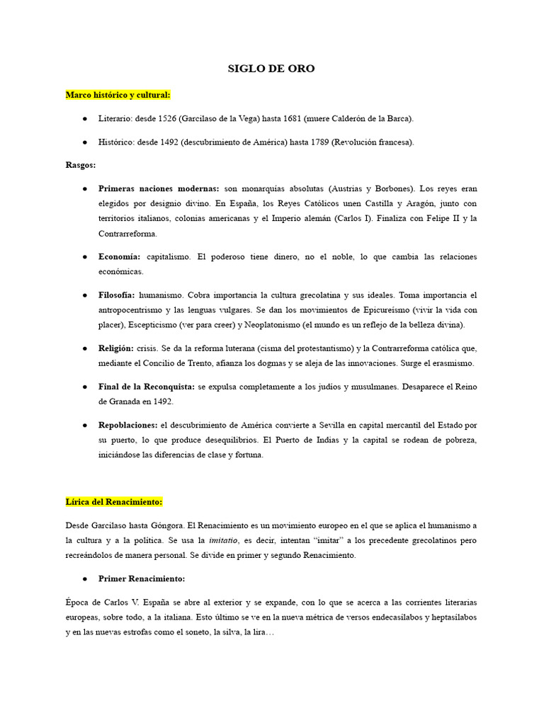 SIGLO DE ORO I (Imprimir) | PDF | Renacimiento | Misticismo
