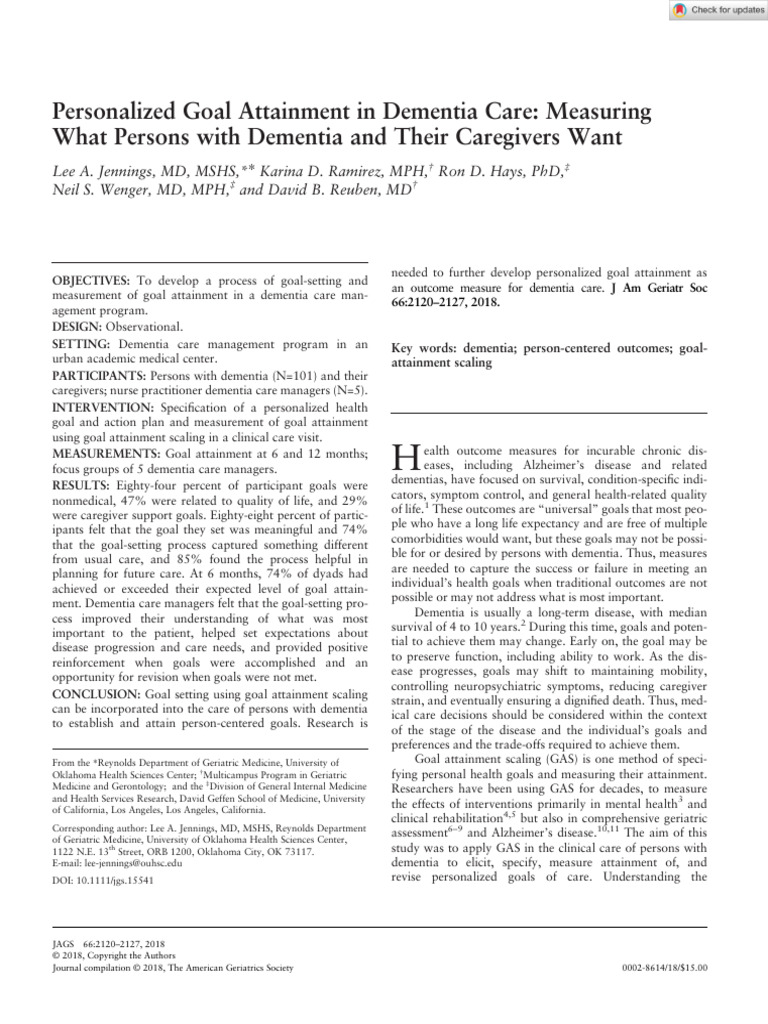 J American Geriatrics Society - 2018 - Jennings - Personalized Goal ...