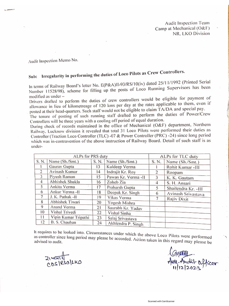 Loco Pilots As Crew Controller | PDF