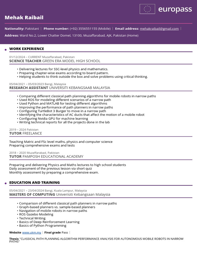 CV Teacher 2025 | PDF | Computing | Learning
