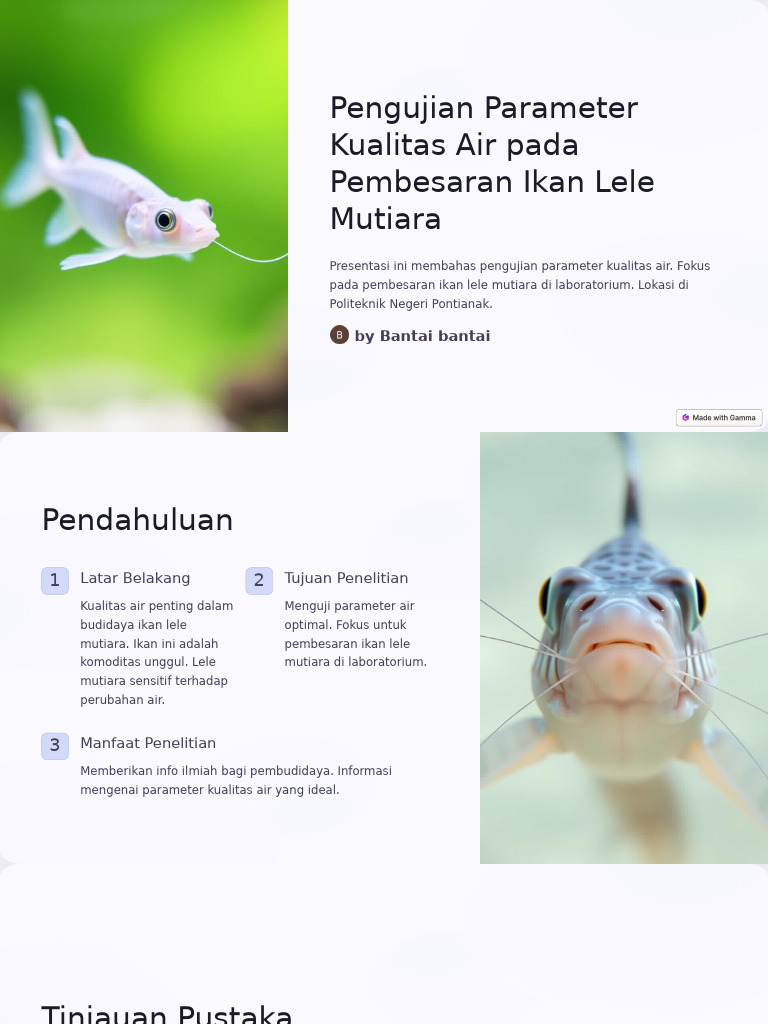 Pengujian Parameter Kualitas Air Pada Pembesaran Ikan Lele Mutiara | PDF
