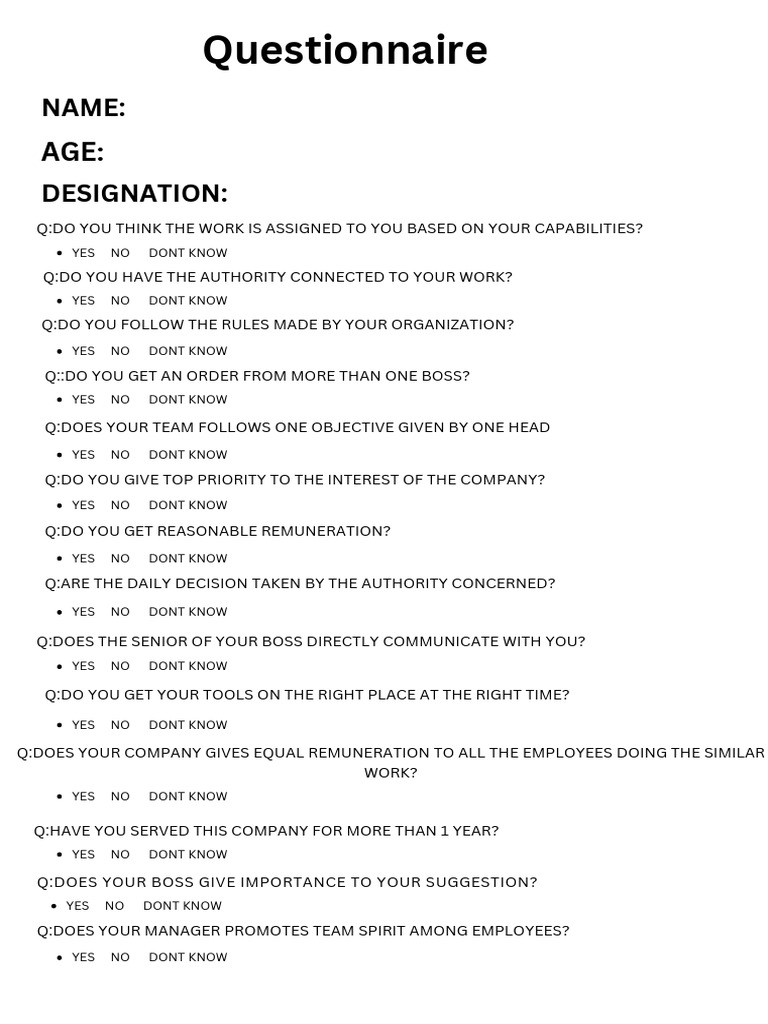 Questionnaire (1) | PDF