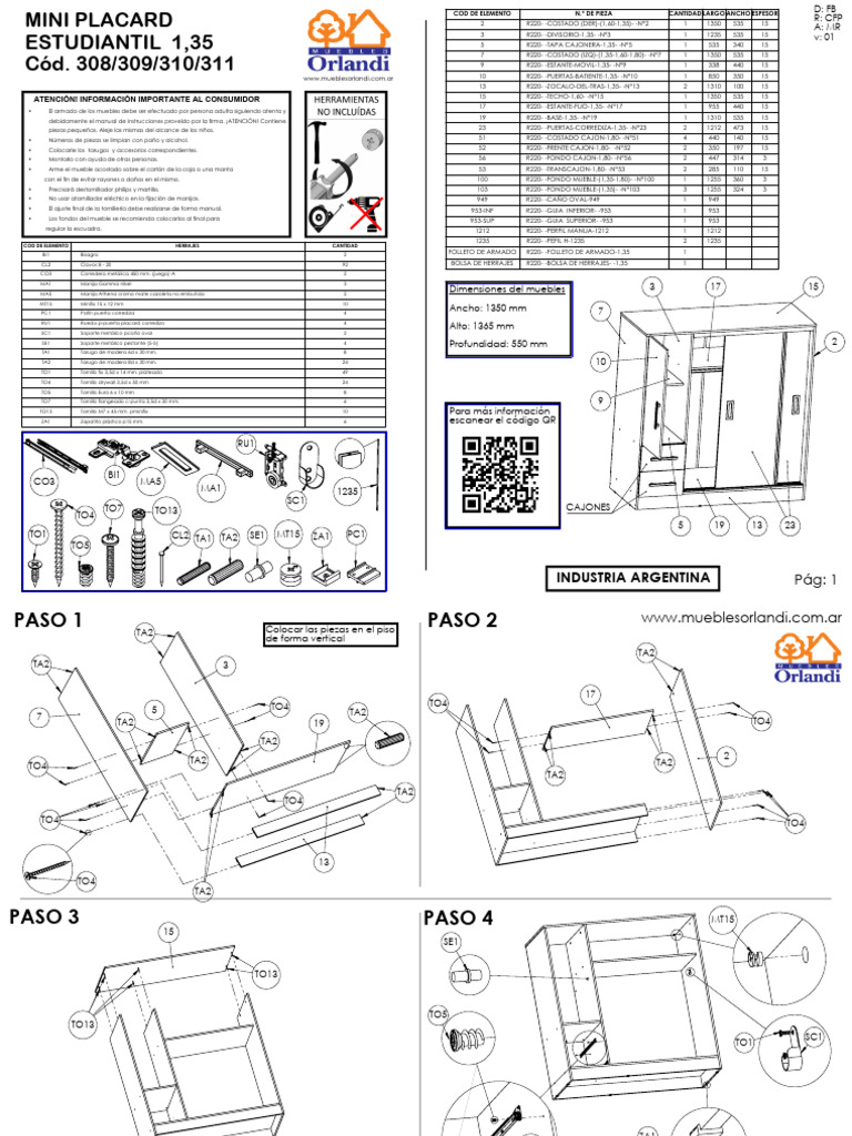 Cómo armar mini placard estudiantil | PDF | Tornillo | Herramientas