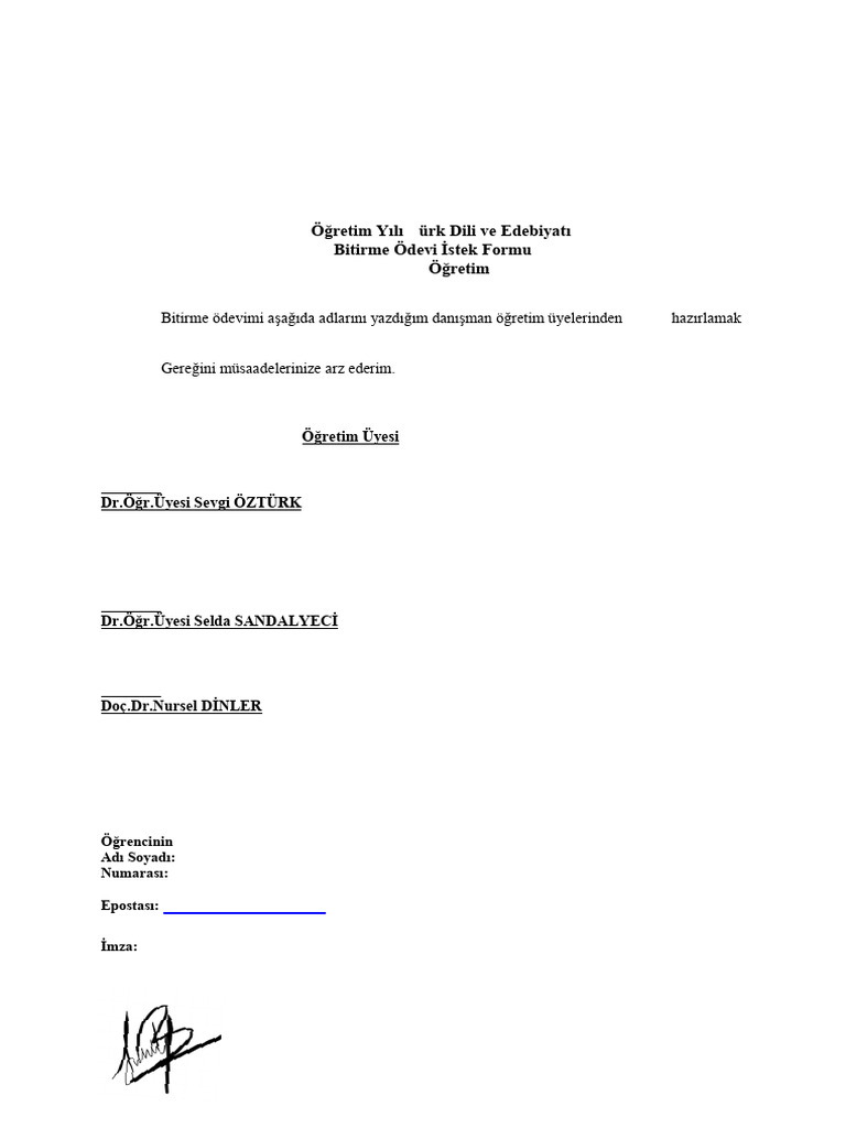 Bitirme Odevi Formu 25 26 Kopyası | PDF