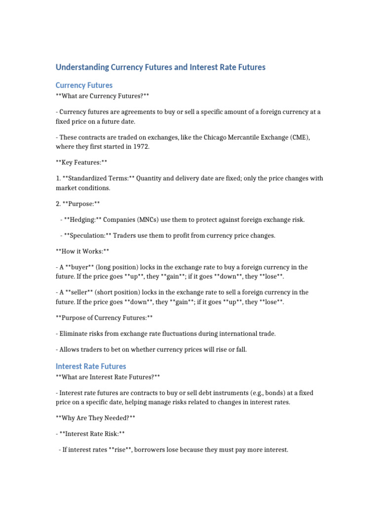 Currency and Interest Rate Futures Explained | PDF