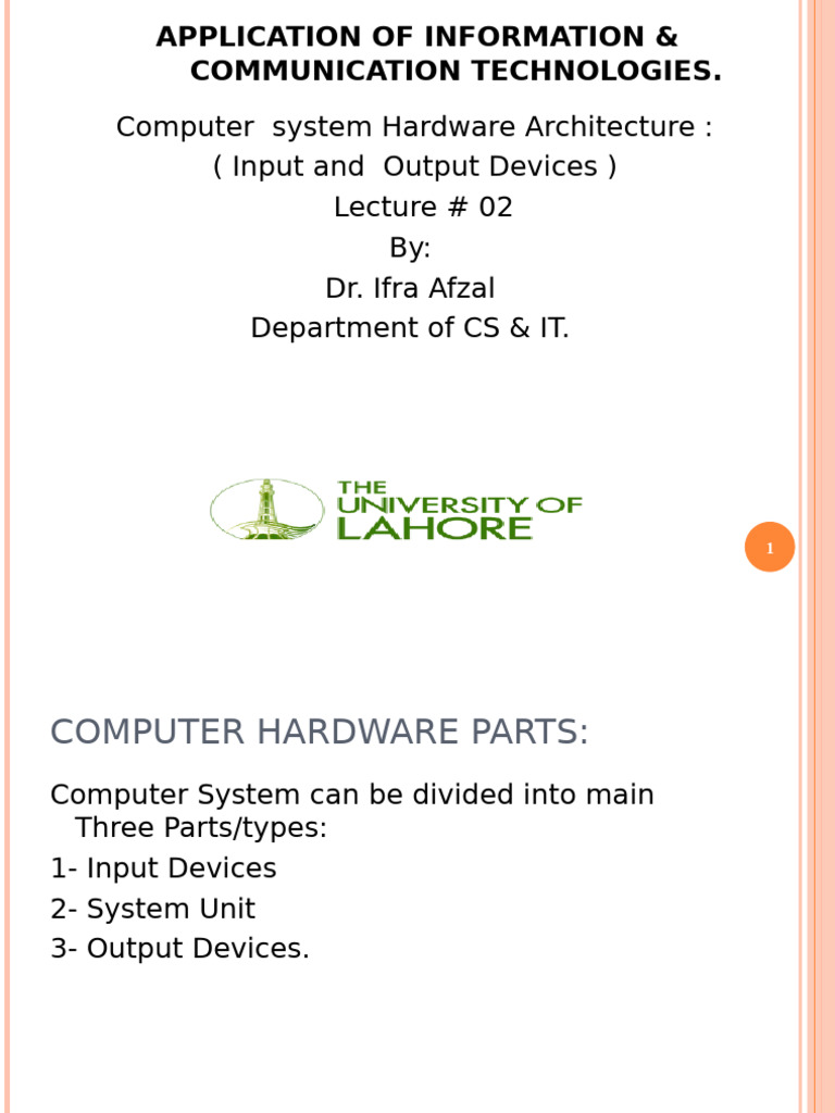 Aict Lecture 02 Computer System And Its Architecture Input And Output 4768
