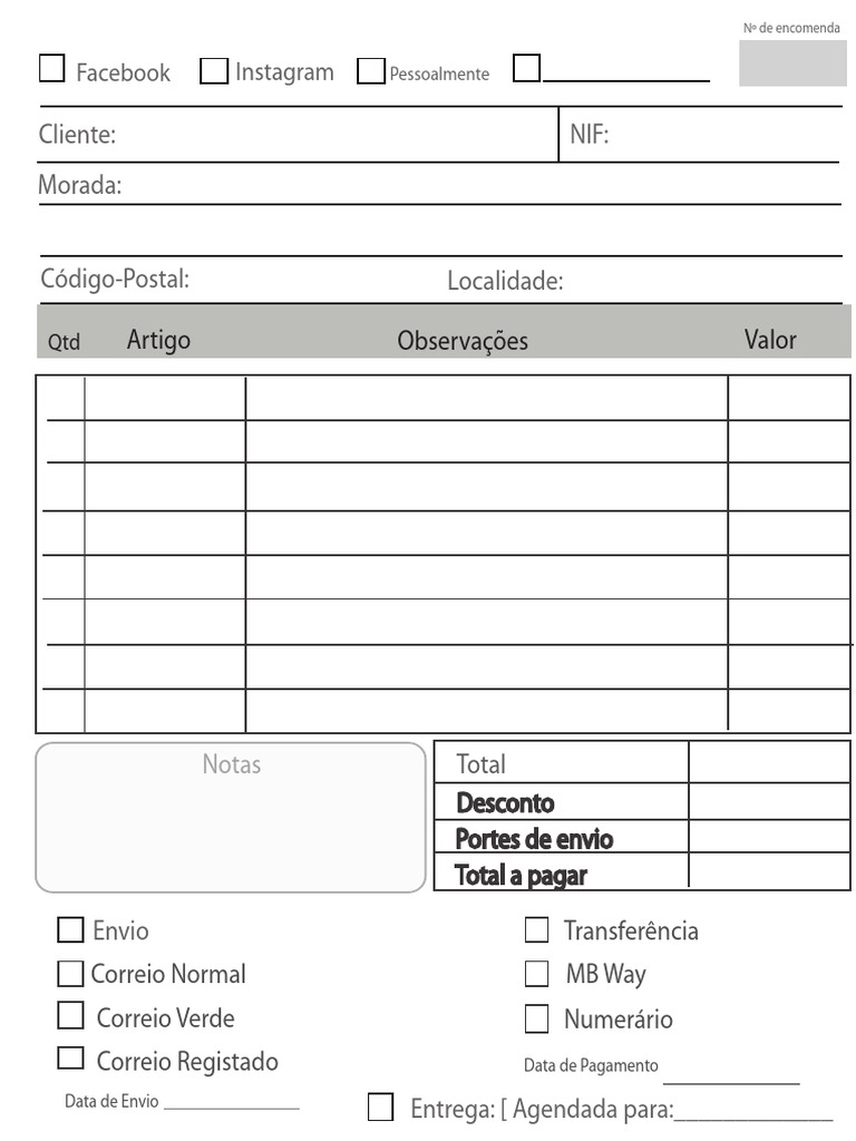 Folha de Encomenda | PDF