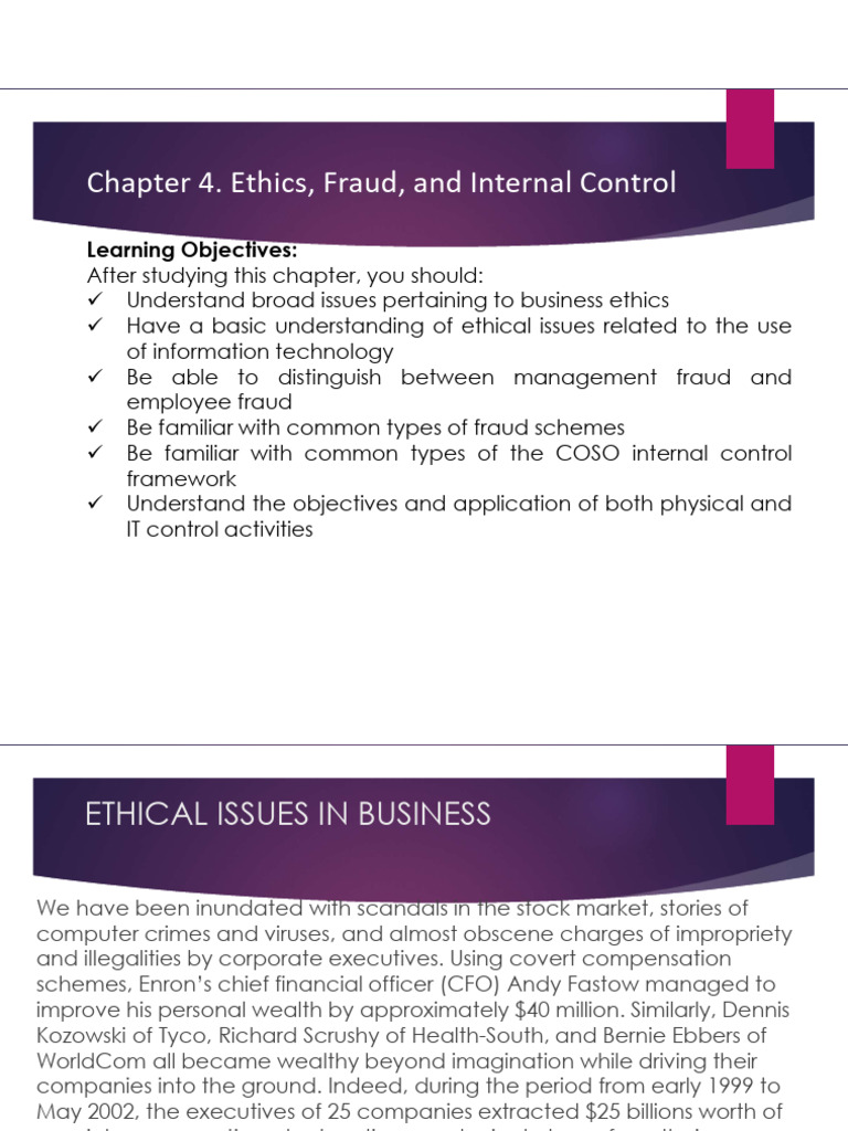 Accounting Information Systems - Chapter 4 | PDF | Internal Control | Sarbanes–Oxley Act