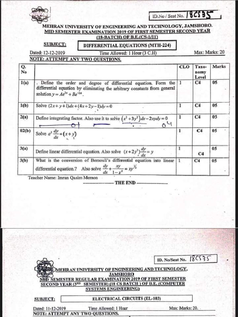 3rd Sem Past papers (18CS) (1) | PDF