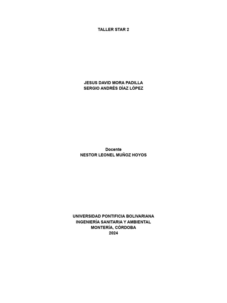 Taller Star 2 | PDF | Reactor Quimico | Ingeniería de Procesos