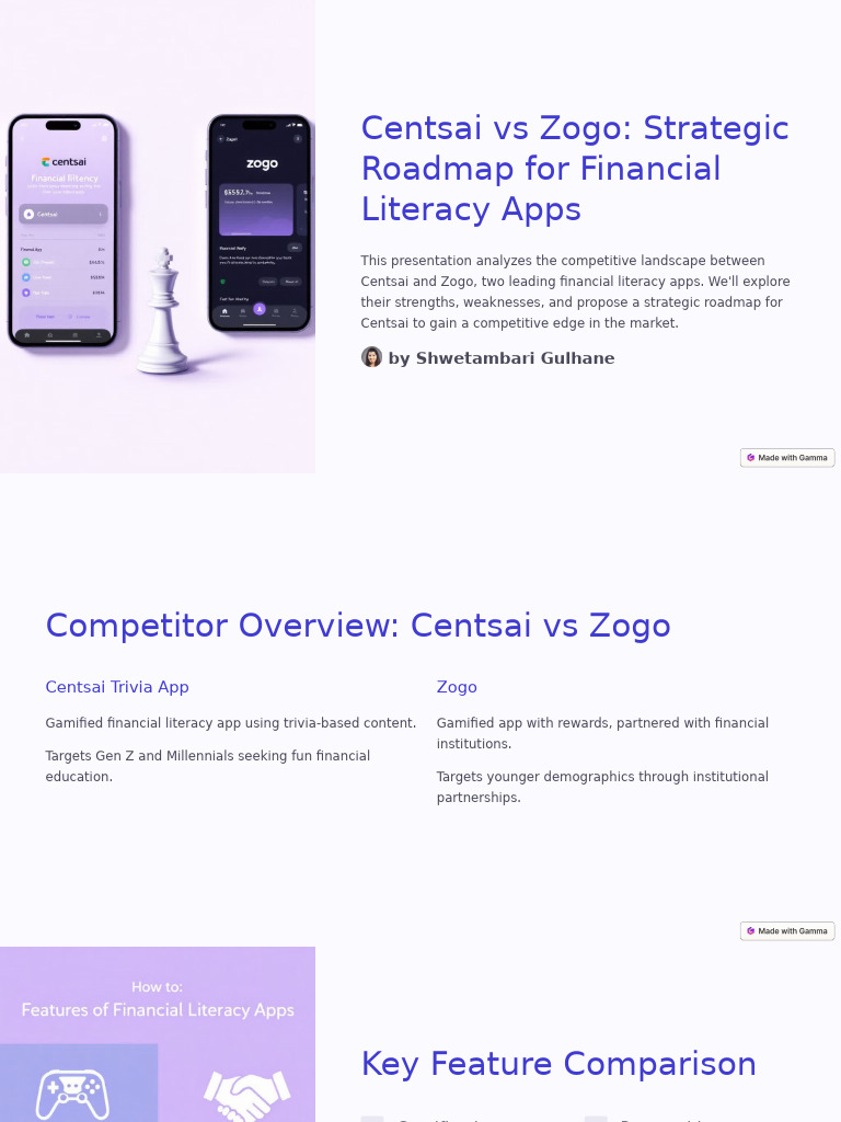 Centsai vs Zogo Strategic Roadmap for Financial Literacy Apps | PDF ...