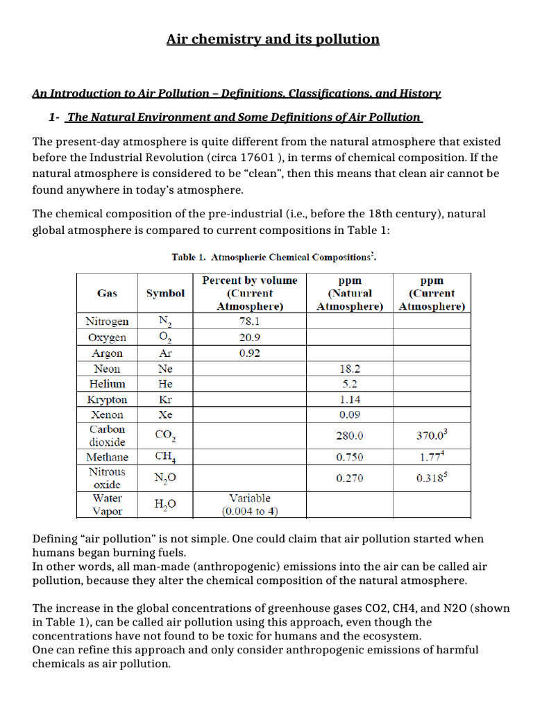 air chemistry and its pollution (Autosaved) | PDF | Particulates | Air ...