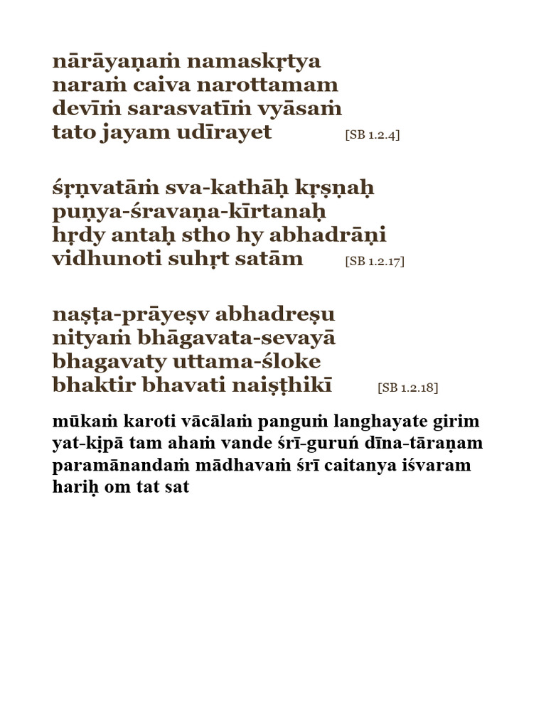 Srimad Bhagavadam Mangalacharan in English | PDF