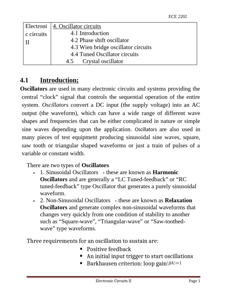 RC Phase Shift Oscillator Overview | PDF | Electronic Oscillator ...