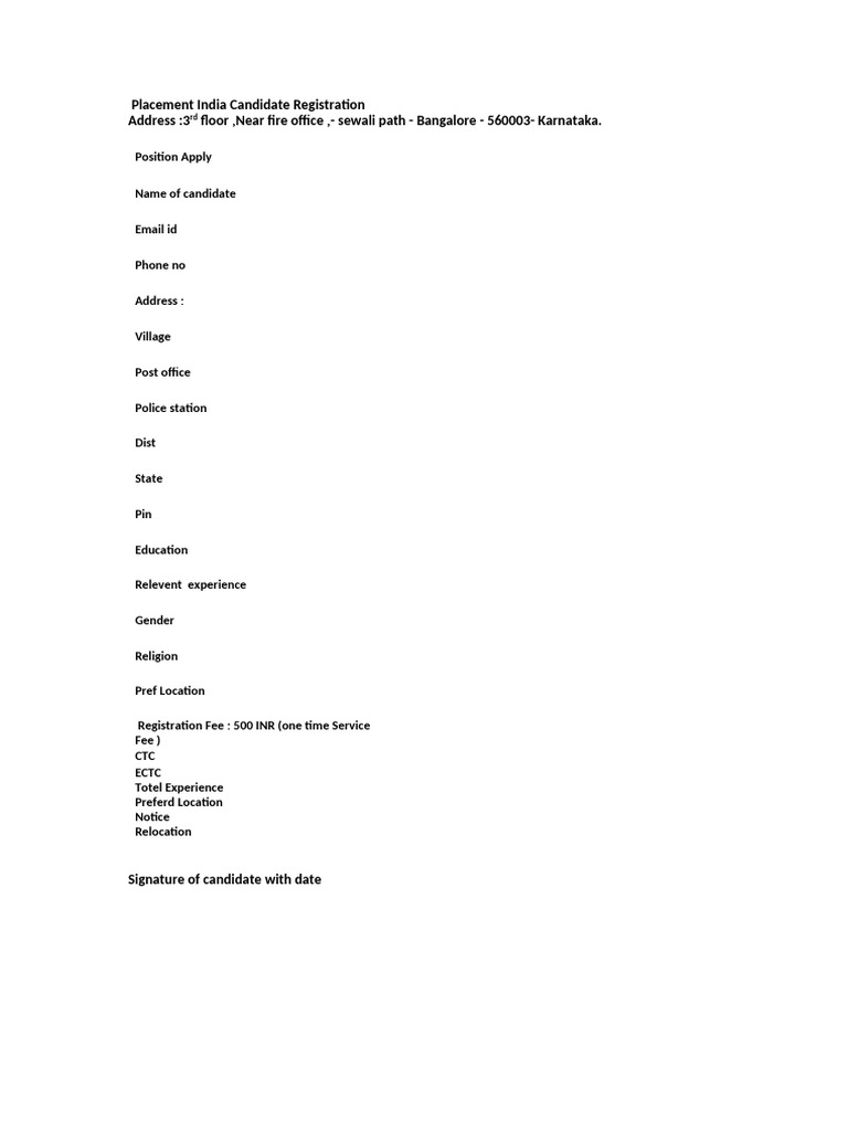 Candidate Form | PDF