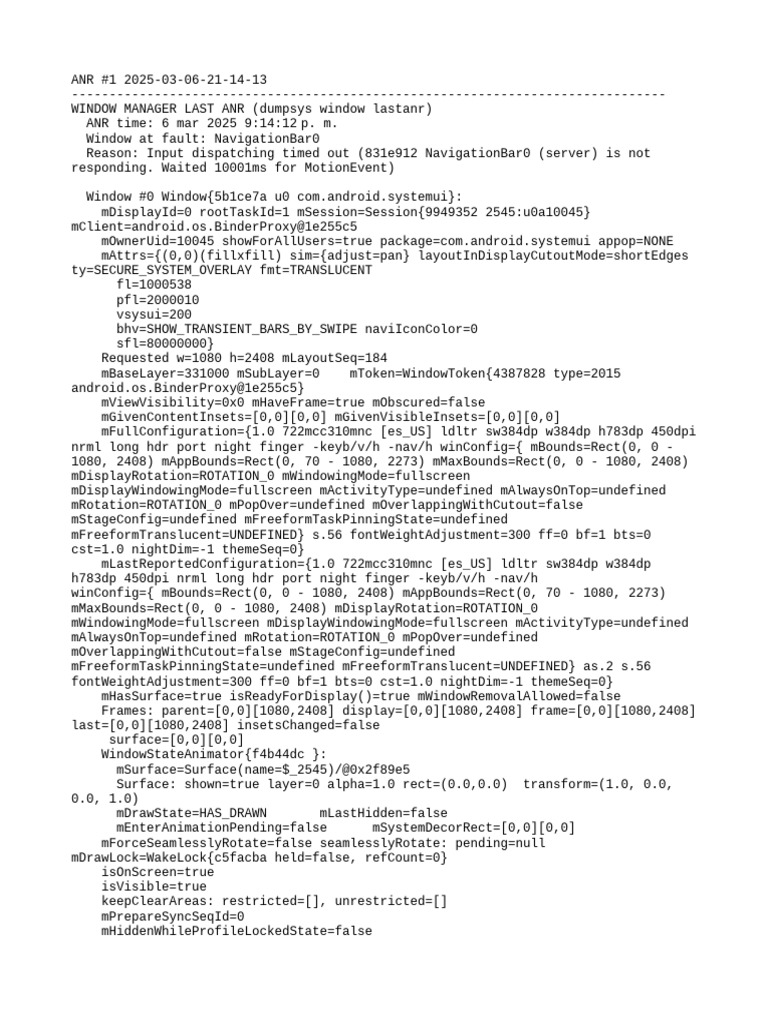 Dumpsys ANR WindowManager | PDF | Software | System Software