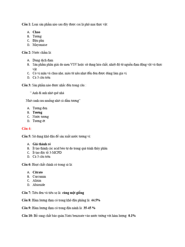 (123doc) Cau Hoi Trac Nghiem Nuoc Cham Gia Vi | PDF