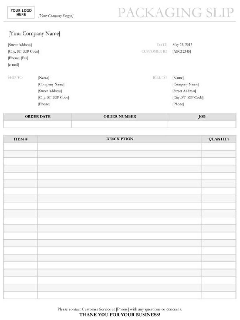 Simple Packing Slip Template Example | PDF