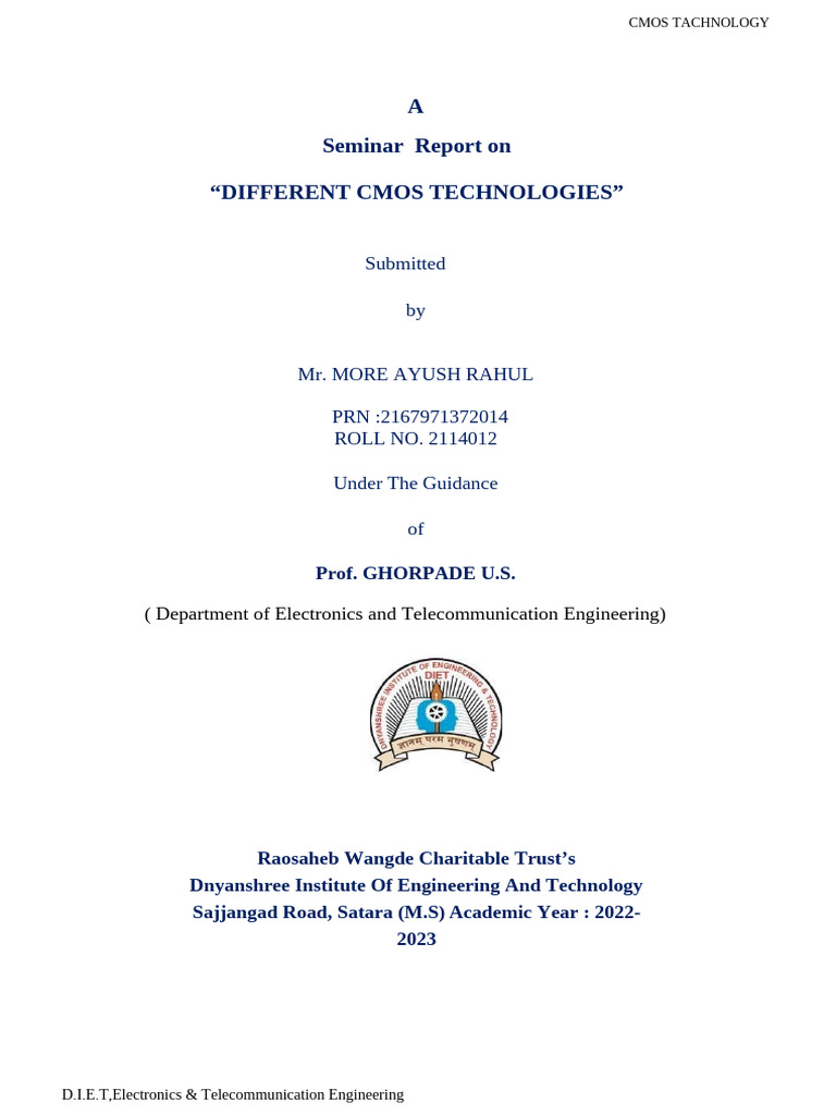 Ayush Report (Final Report | PDF | Cmos | Logic Gate