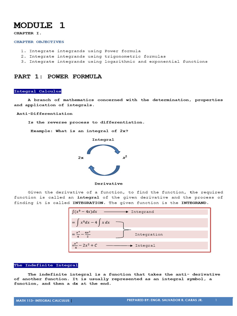 MODULE 1 Part 1 Integral Calculus | PDF | Integral | Function (Mathematics)