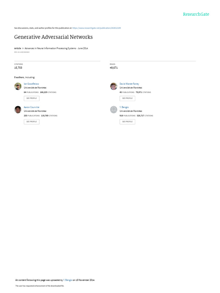 Generative Adversarial Networks | PDF | Deep Learning | Statistical Inference