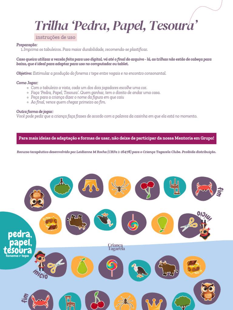 Pedra, Papel, Tesoura Do Fonema R Tepe e R Encontro Consonantal ...