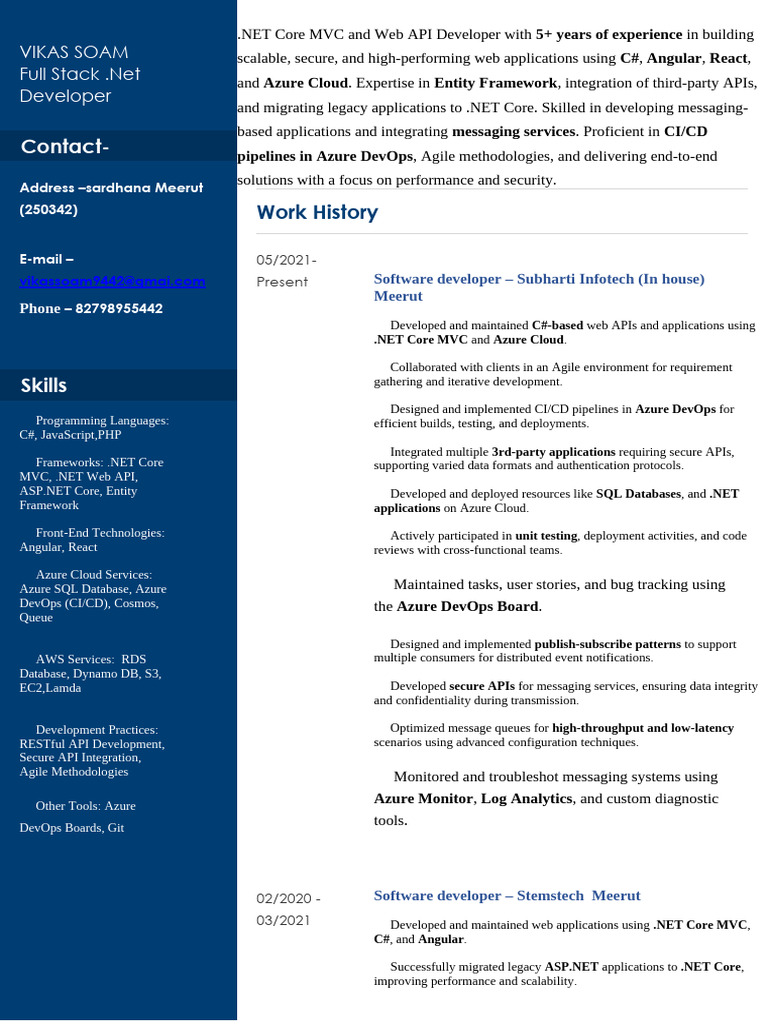 vikas-soamcv | PDF | Microsoft Azure | Cloud Computing