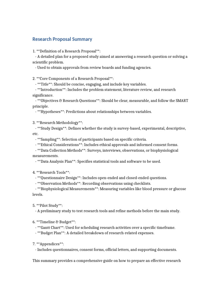 Research Proposal Summary | PDF
