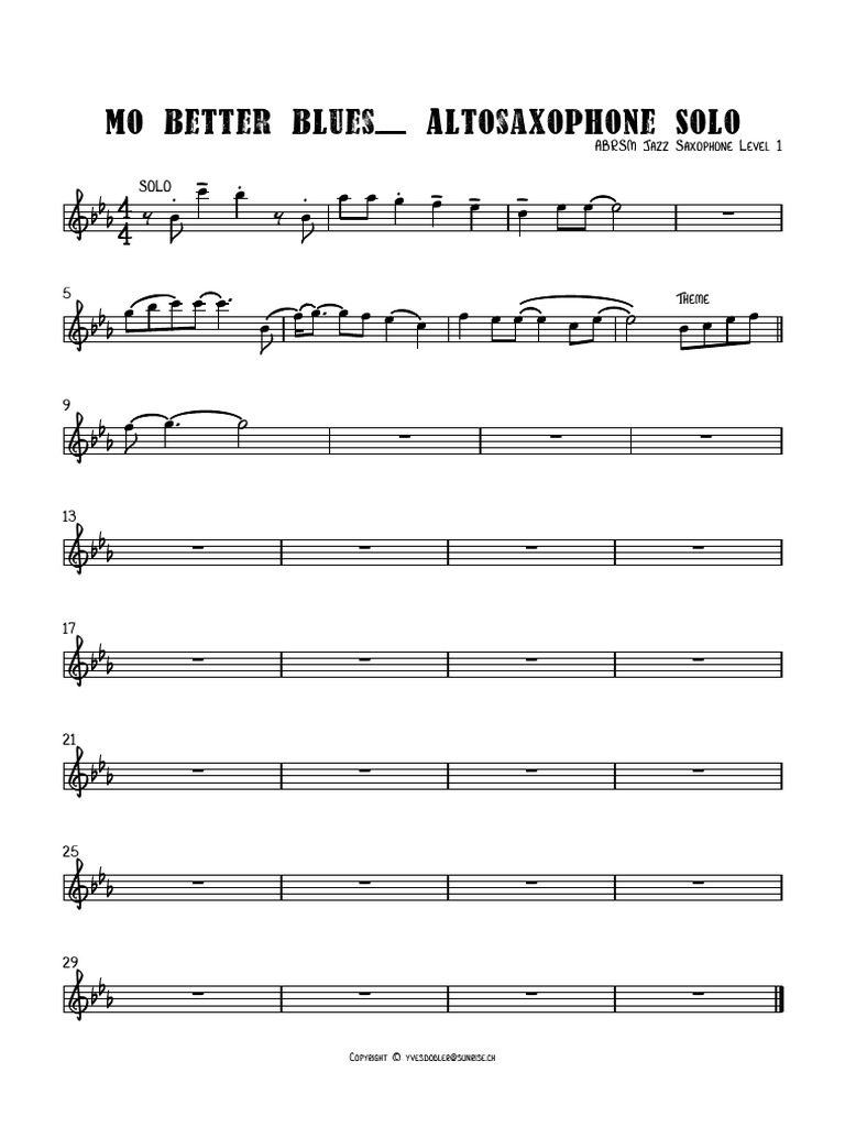 Mo Better Blues - Altosaxophone Solo | PDF