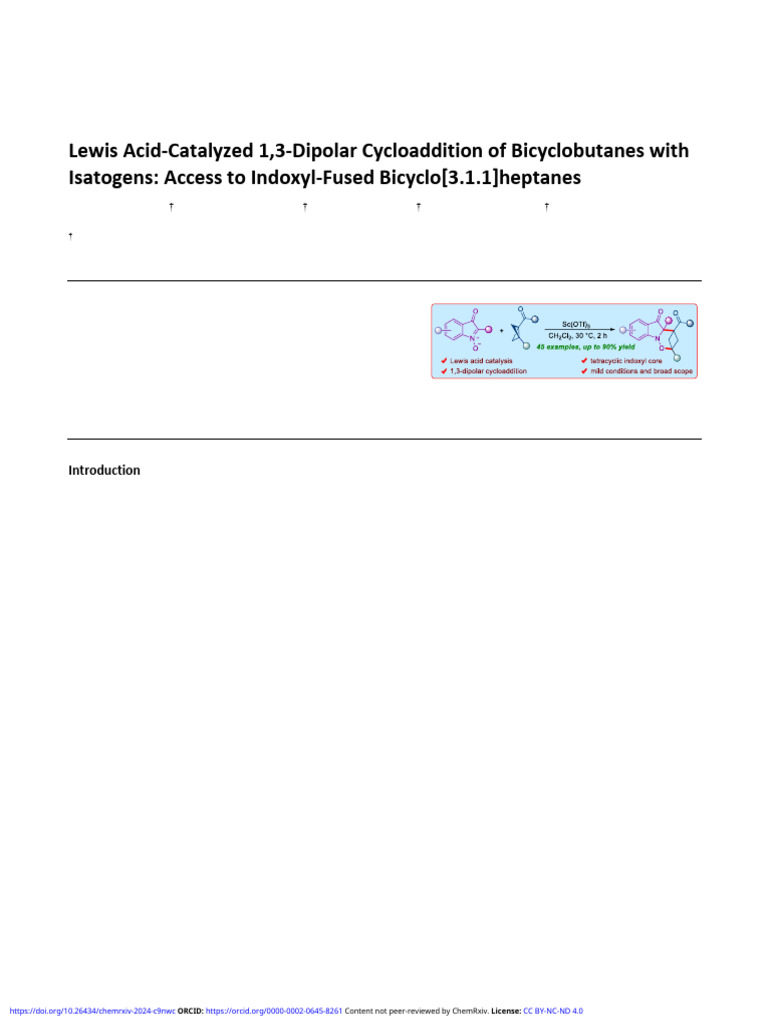 Lewis Acid Catalyzed 1 3 Dipolar Cycloaddition of Bicyclobutanes With ...