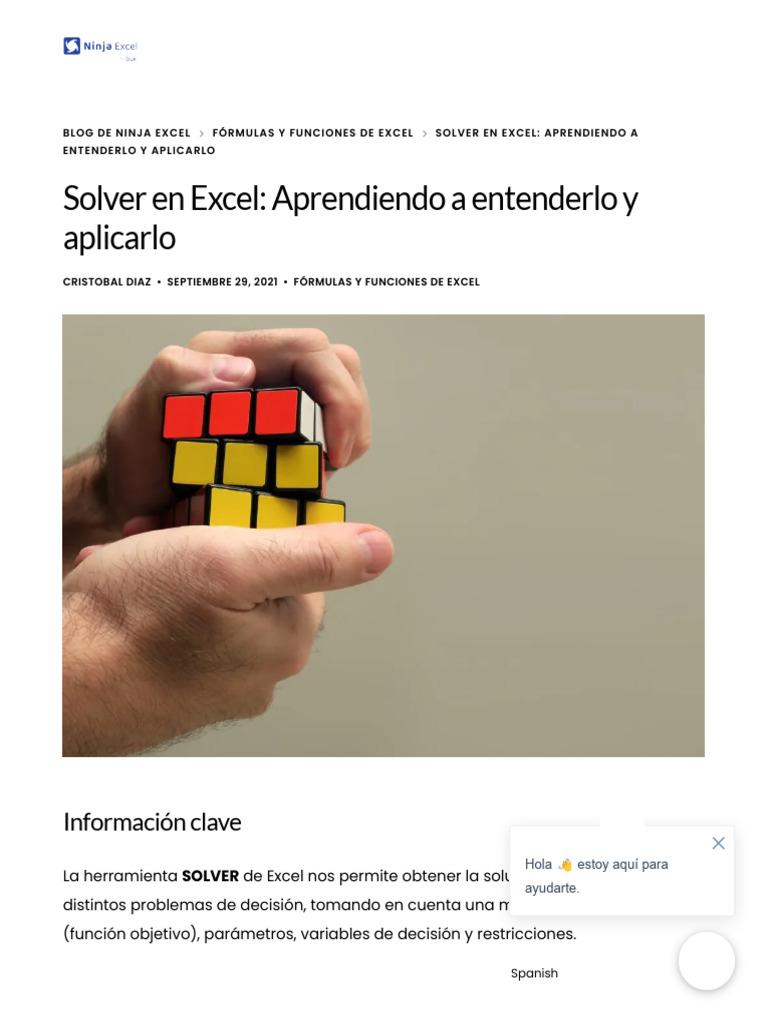 Solver en Excel - Aprendiendo A Entenderlo y Aplicarlo | PDF | Microsoft Excel | Función ...