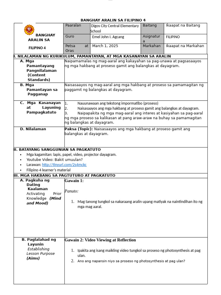 AGCANG FILIPINO With Comments | PDF