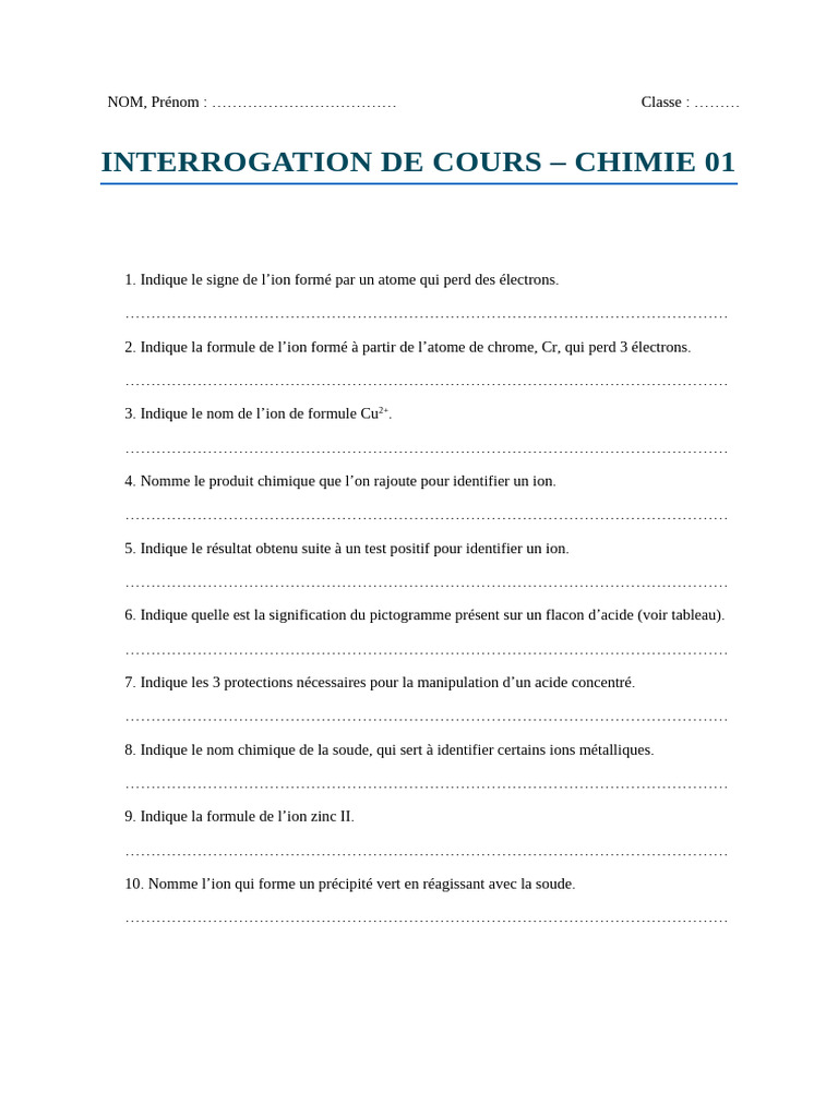 Formule de l'ion zinc II | PDF