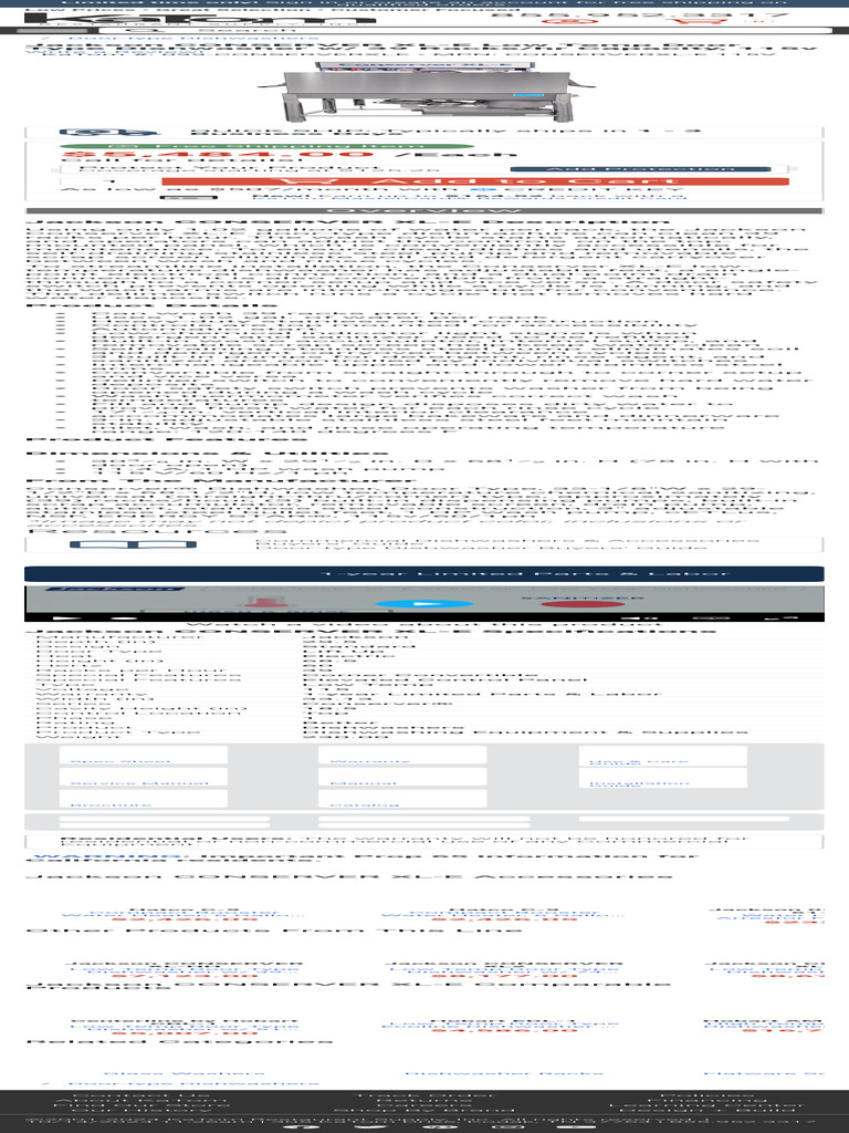Jackson CONSERVER XL-E Low Temp Door Type Dishwasher W 39 Rackshr Capacity, 115v | PDF ...