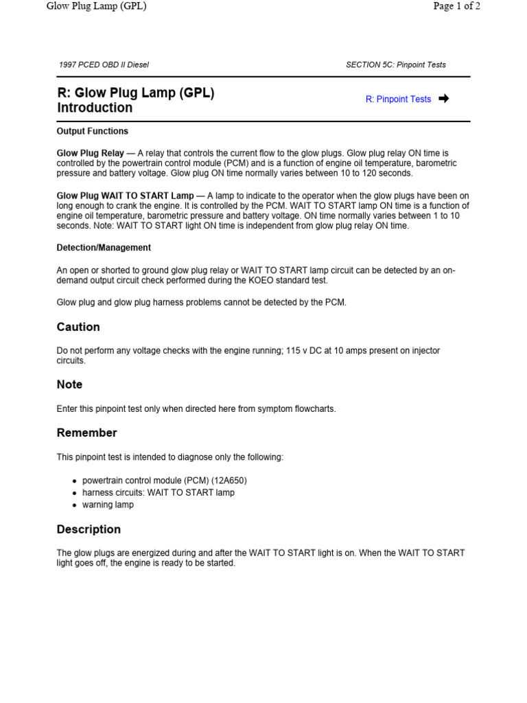 Glow Plug Lamp Introduction | PDF